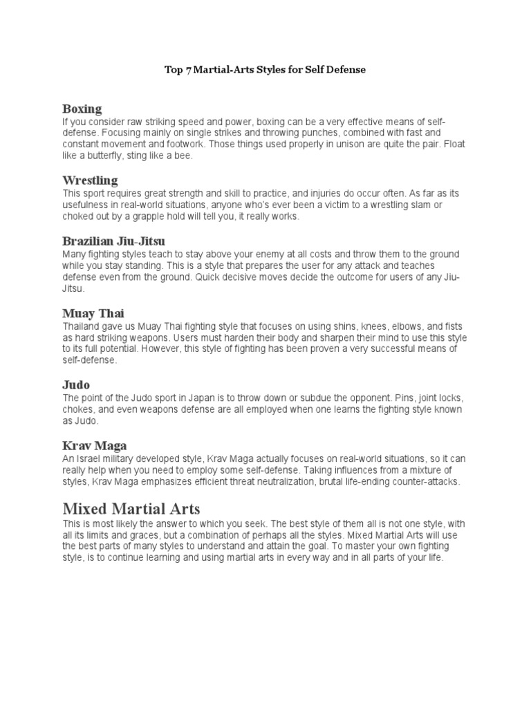 Types of Self-Defense | PDF