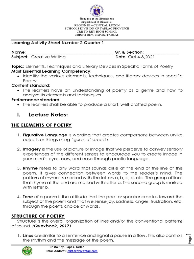Week 2 Learning Activity Sheet 1 Creative Writing Oct 4-8-2021 ...