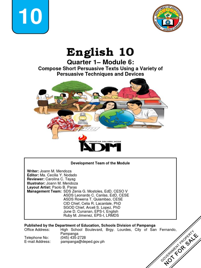 ENGLISH10 Q1 Module6 - Compose Short Persuasive Texts Using A Variety of Persuasive Techniques ...