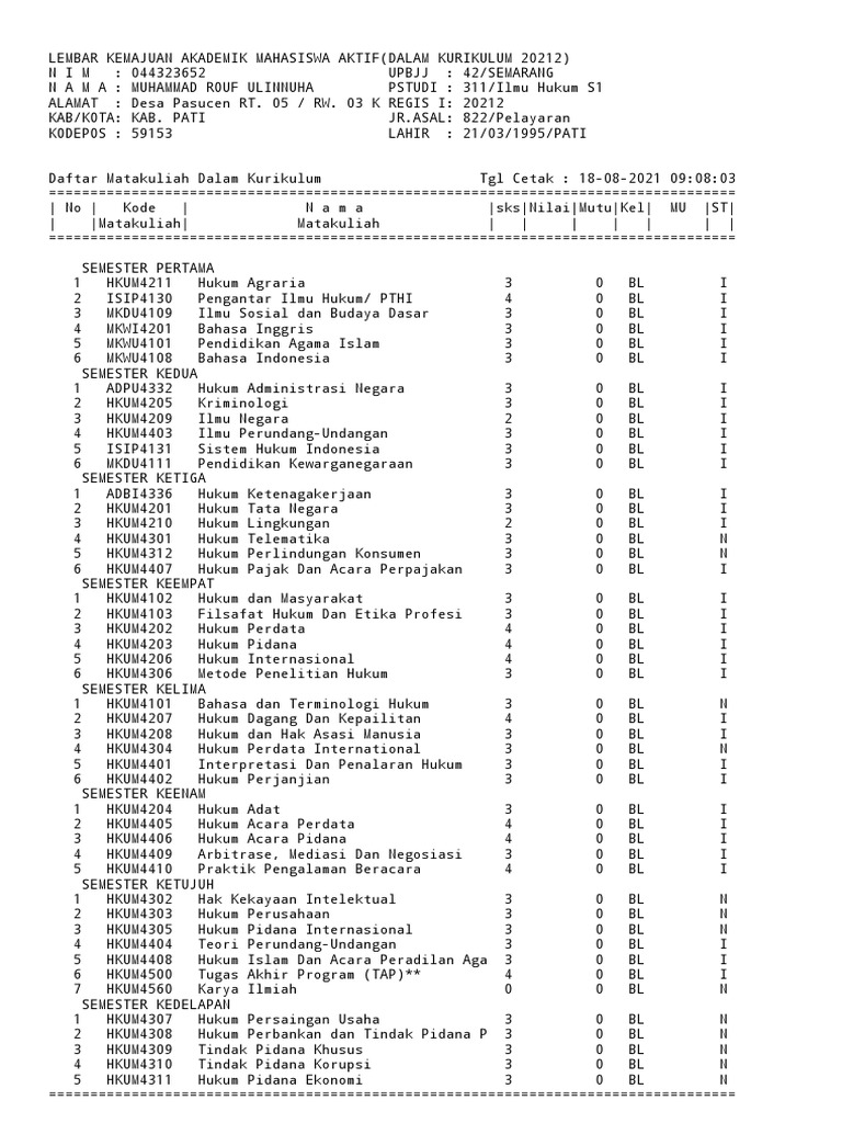 Https Sia - Ut.ac - Id Lkam Lkam Cetak LKAMSemester TXT Print Nim ...