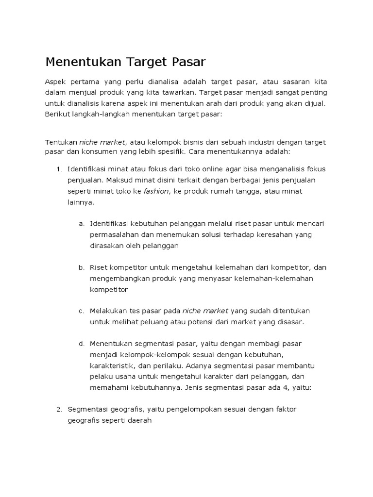Menentukan Target Pasar | PDF
