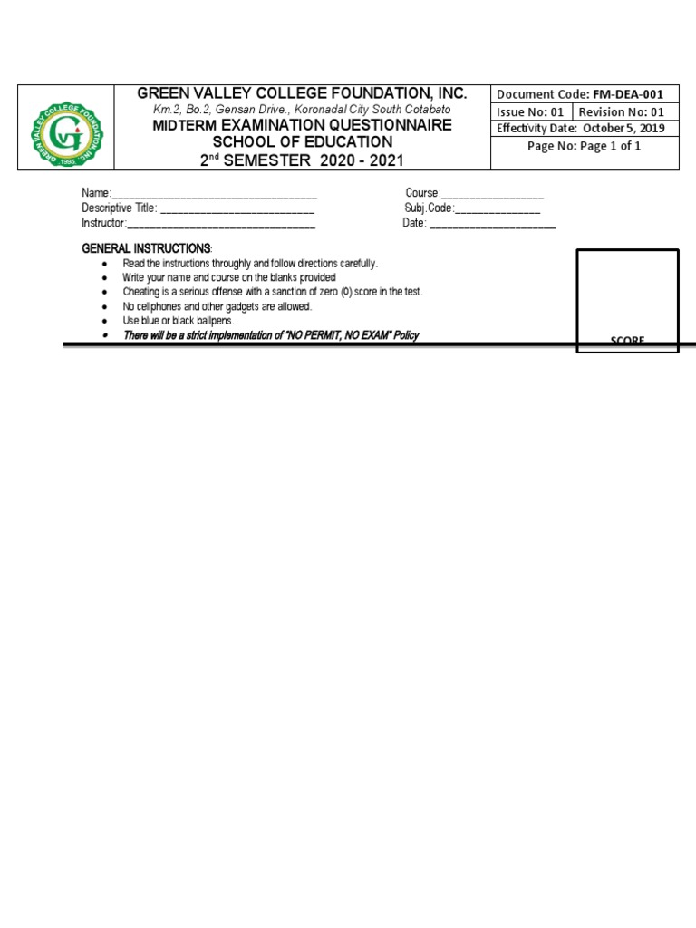 2 SEMESTER 2020 - 2021: Green Valley College Foundation, Inc ... 2 SEMESTER 2020 - 2021: Green Valley College Foundation, Inc ...