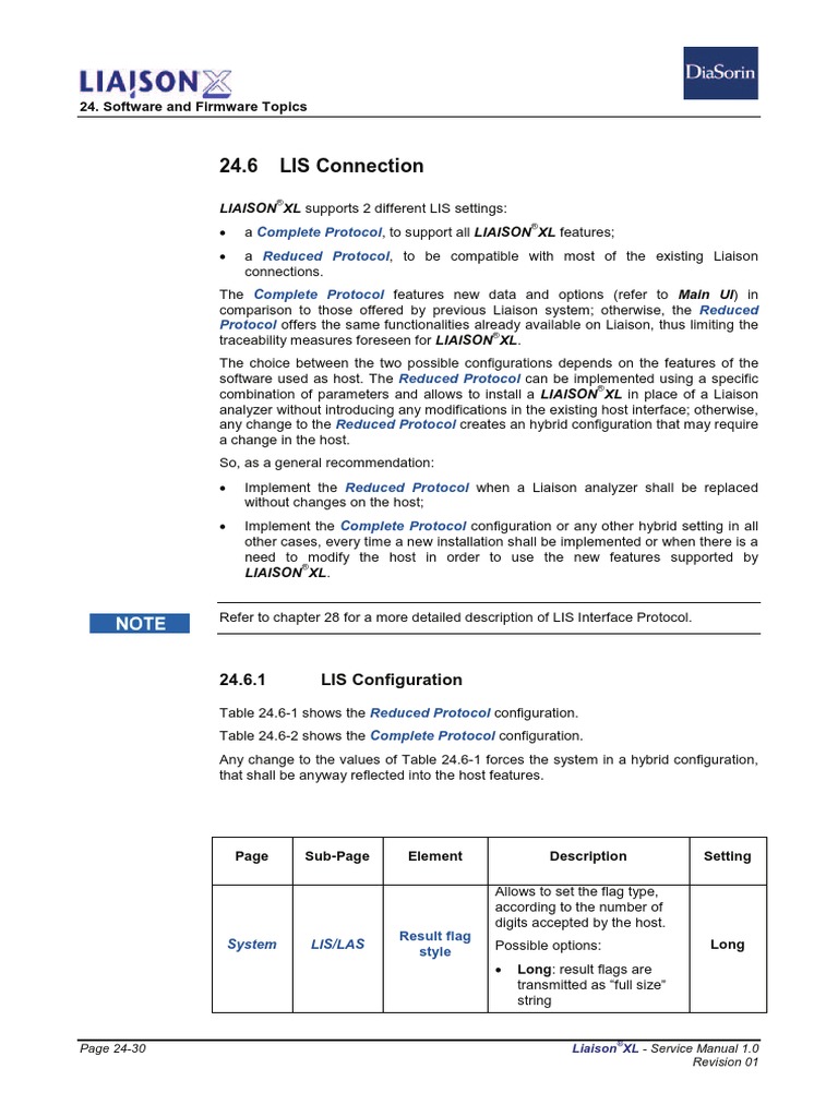 LXL SM1.0 Rev01 Ch24.6 LIS Connection | PDF | Assay | Interface (Computing)
