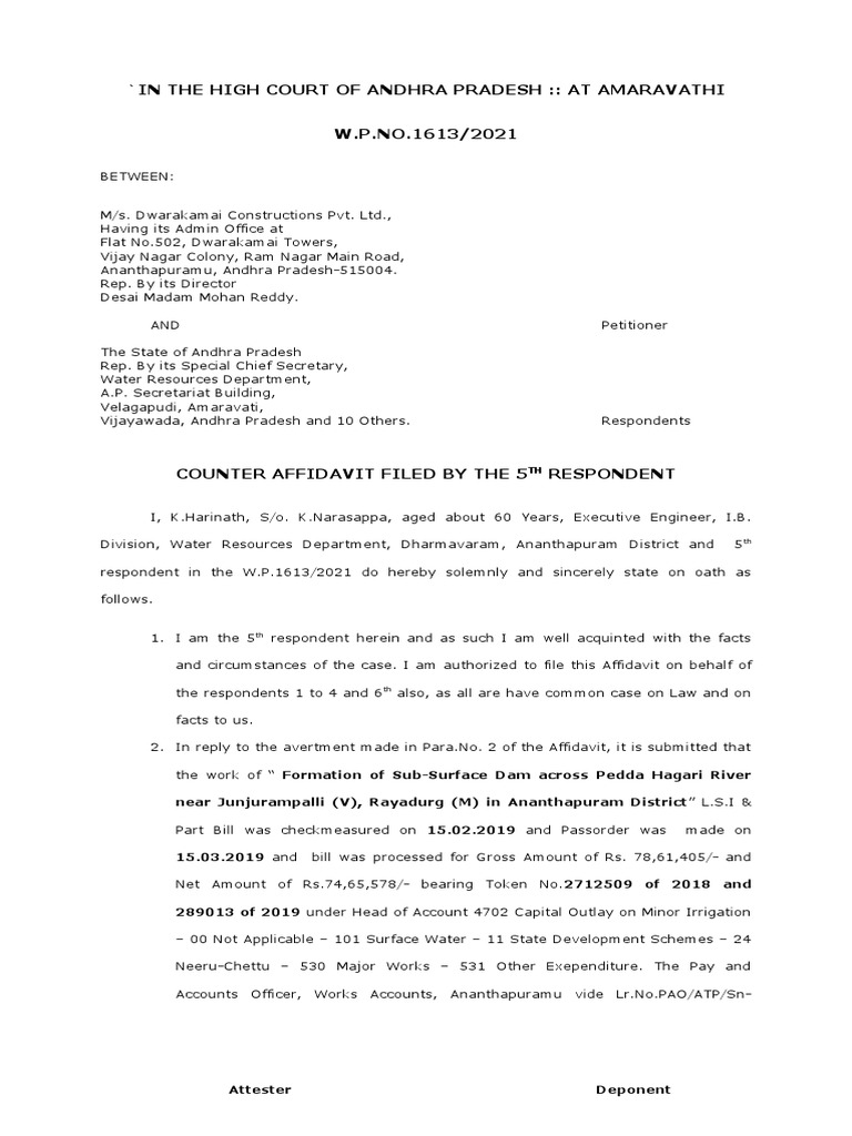 Counter Affidavit in High Court Case | PDF | Common Law