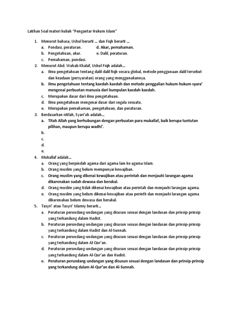 Latihan Soal Materi Kuliah Ushul Fiqh | PDF