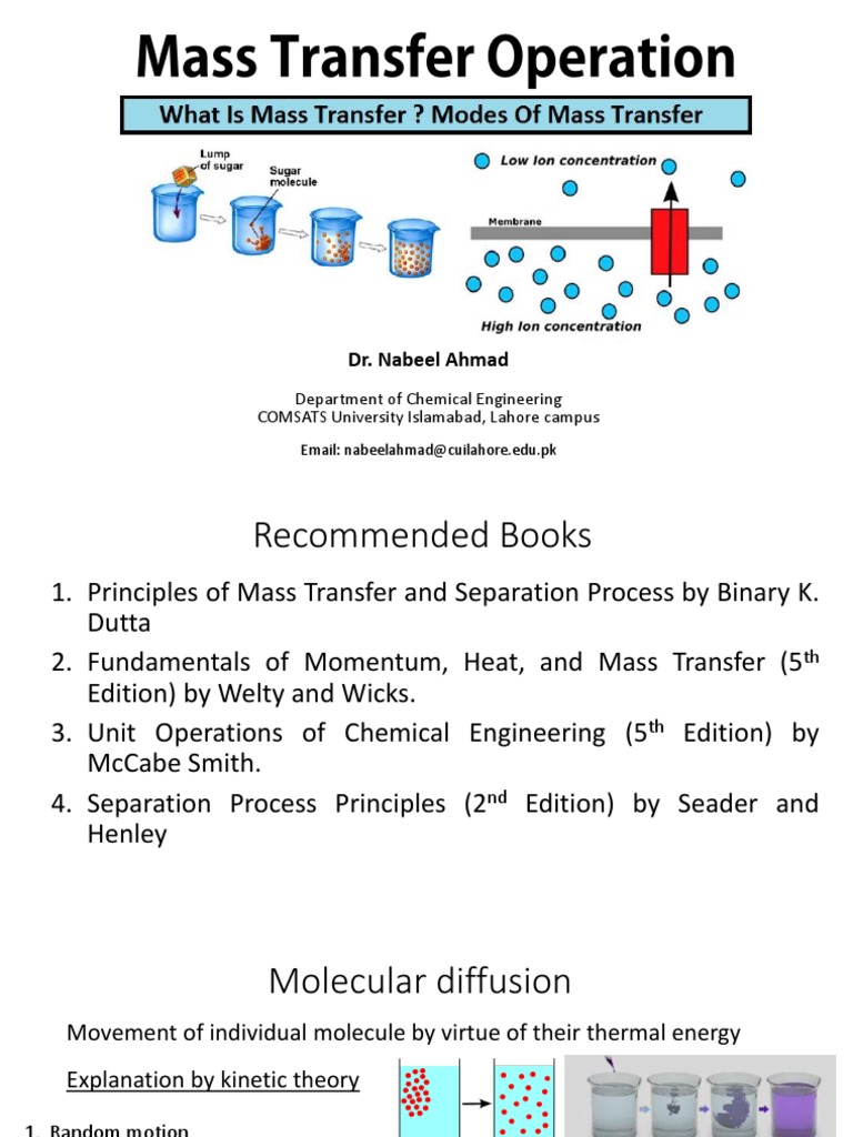 Recommended Books and Terms for Mass Transfer and Separation Processes | PDF | Mole (Unit ...
