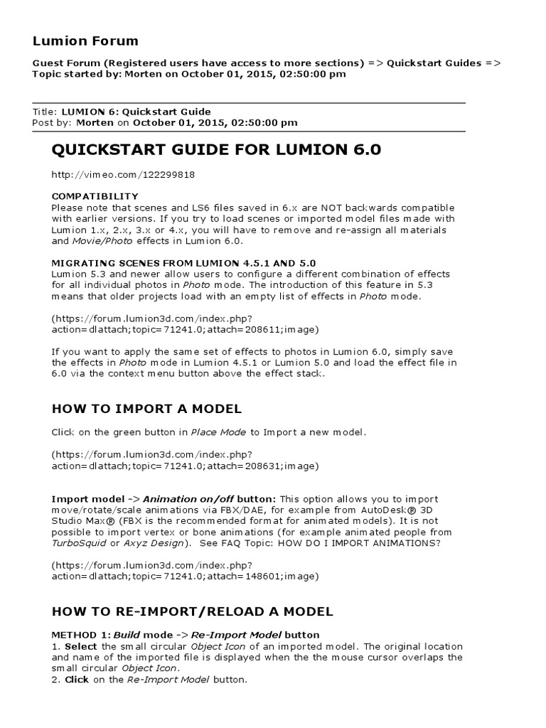 LUMION 6 - Quickstart Guide | PDF | Texture Mapping | Rendering (Computer Graphics)