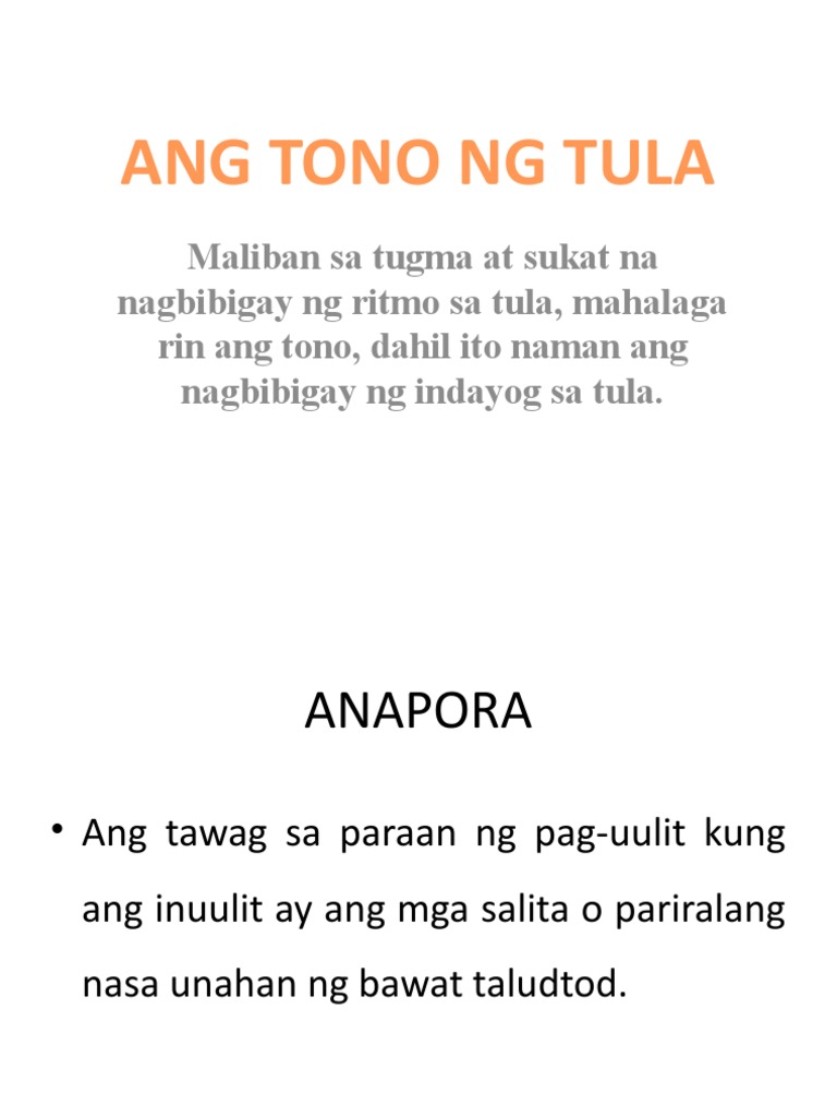 Ang Tono NG Tula | PDF