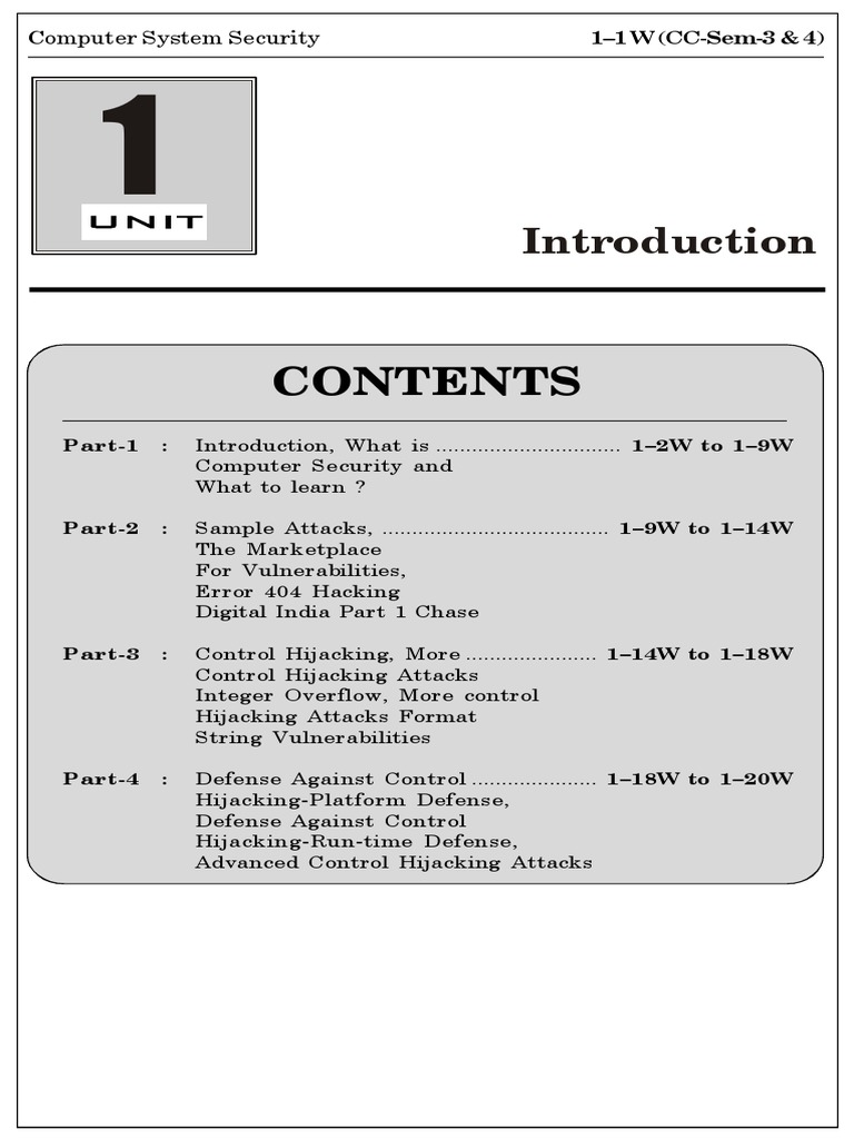 Computer System Security: 1-1 W (CC-Sem-3 & 4) | PDF | Computer Virus ...