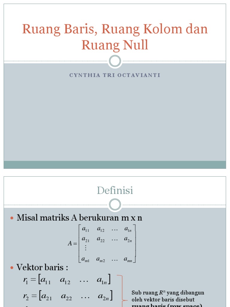 Ruang Baris, Kolom, dan Null | PDF | Metode & Bahan Ajar