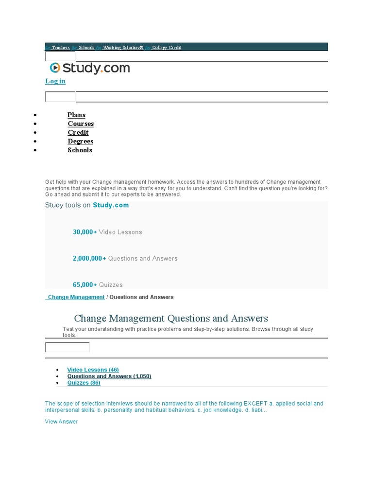 Change Management Questions and Answers | PDF | Economies