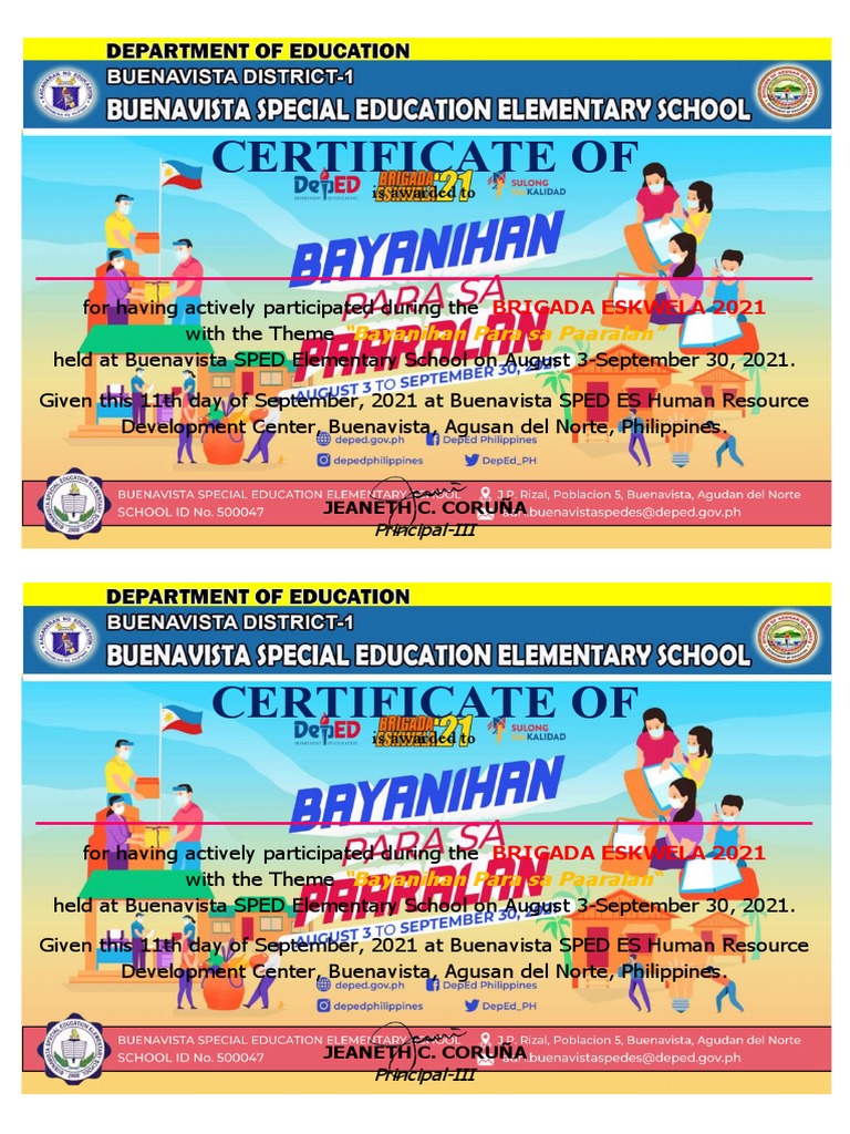 Brigada Cert Participation 2021 Portrait | PDF | Wellness