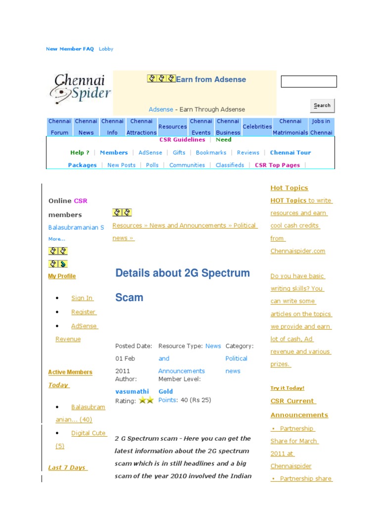 Details About 2G Spectrum Scam: Earn From Adsense | PDF | Information ...