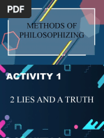 Lesson 2 - METHODS OF PHILOSOPHIZING | PDF | Argument | Knowledge