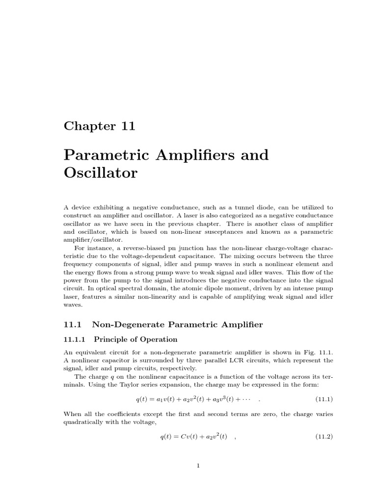 Parametric Amplifiers & Oscillators | PDF | Amplifier | Electronic ...