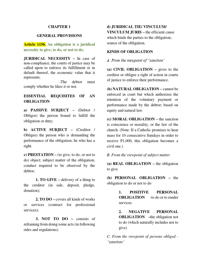 Summary Note - General Provisions | Download Free PDF | Law Of ...