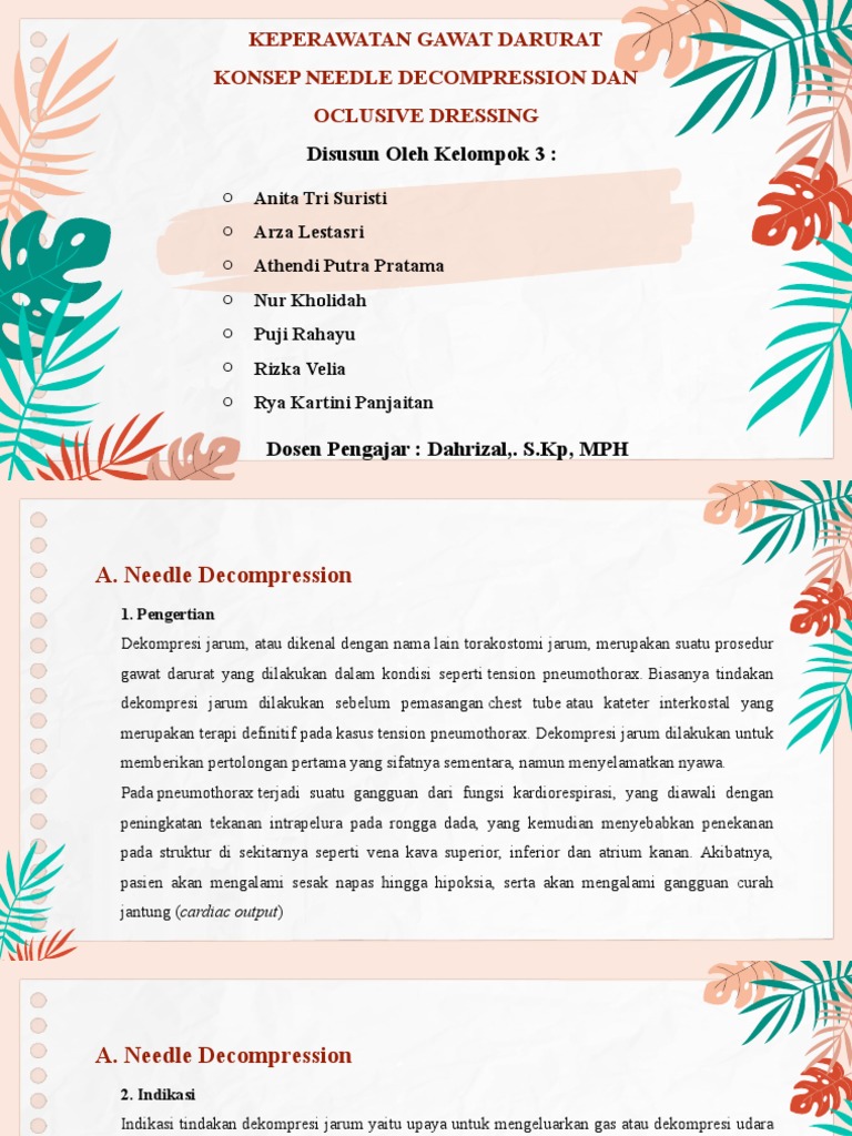 Kelompok 3 (Konsep Needle Decompression Dan Occlusive Dressing) | PDF