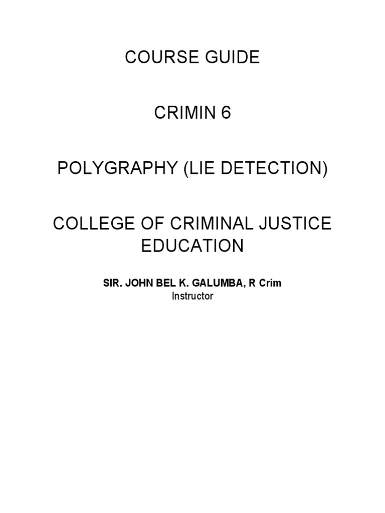 Course Guide Lie Detection Techniques Pdf Polygraph Cognition