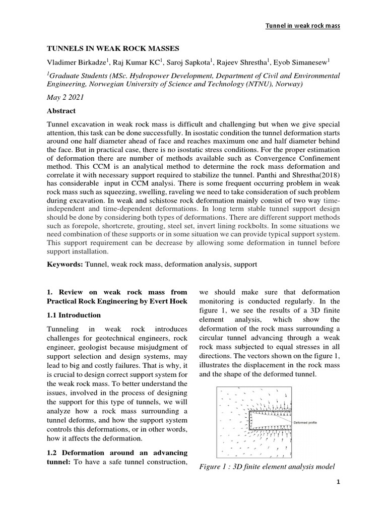 Tunneling in Weak Rock: Challenges | PDF | Strength Of Materials ...
