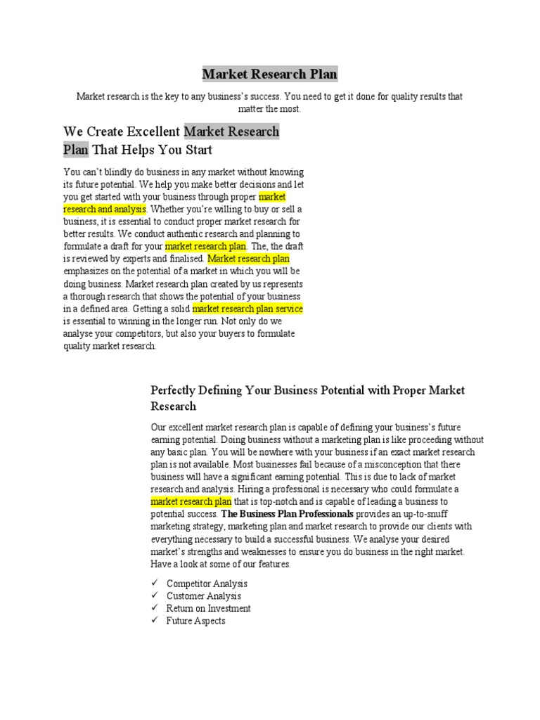 We Create Excellent Market Research Plan That Helps You Start | PDF ...
