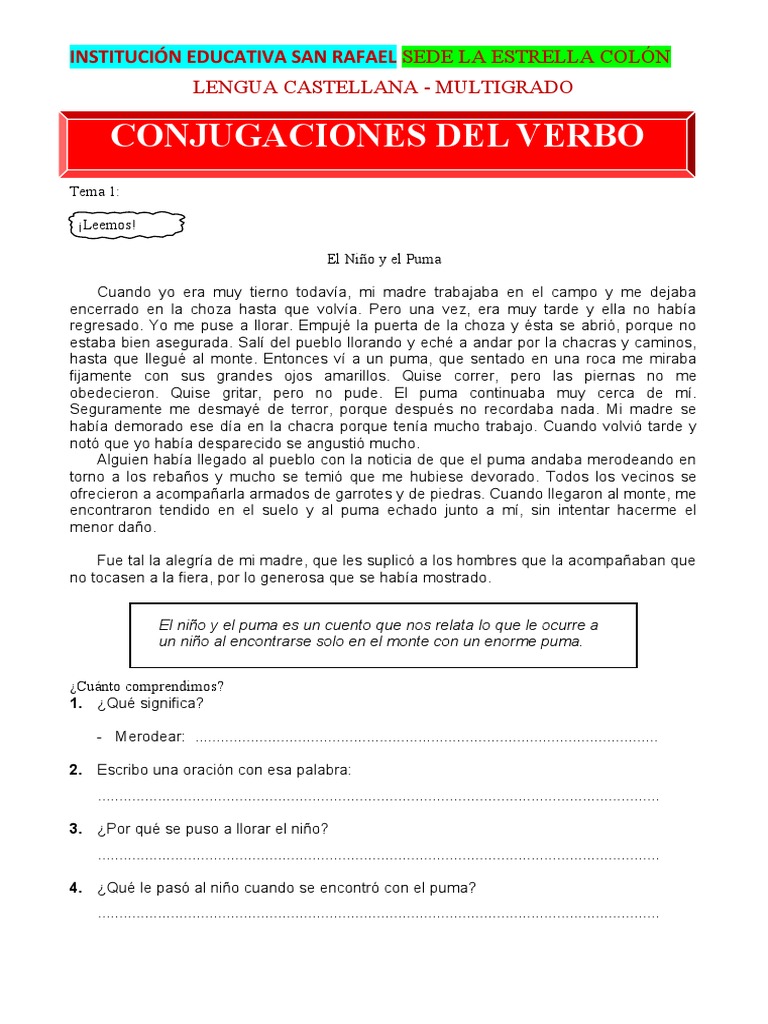 Actividades de Verbos para Primaria | PDF | Verbo | Conjugación gramatical