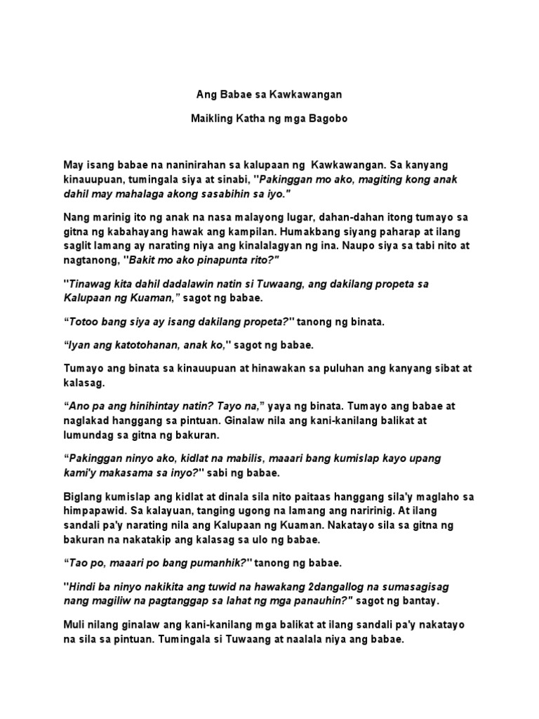 1Q3W Ang Babae Sa Kawkawangan Docs. | PDF