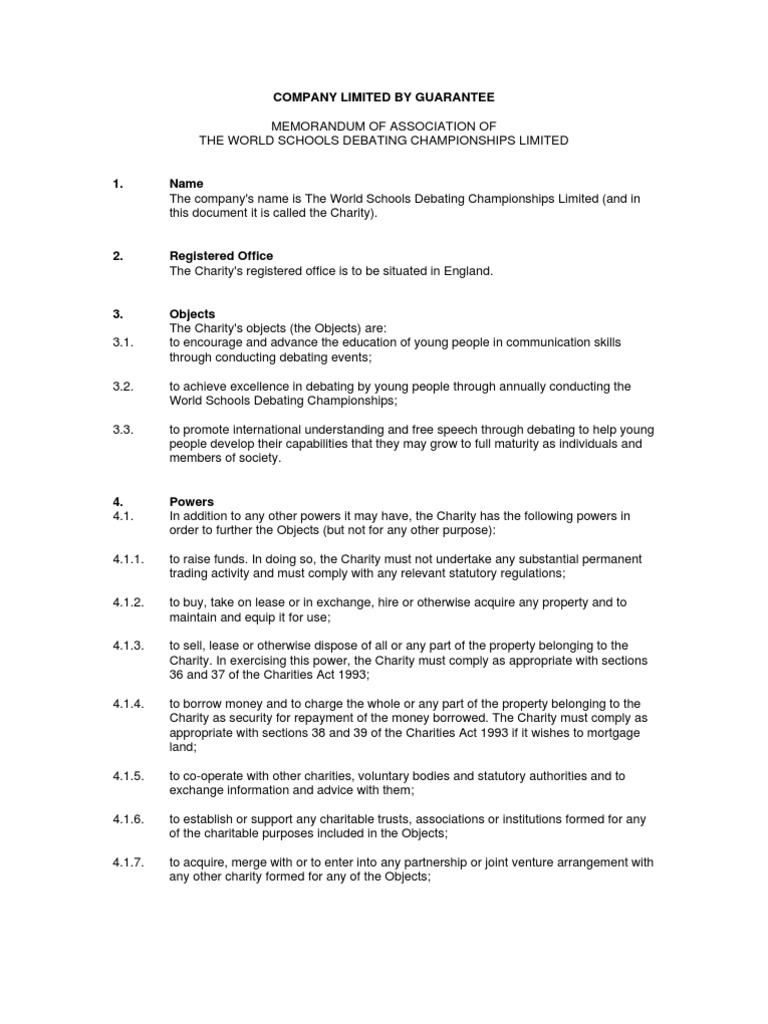 Company Limited by Guarantee | PDF | Quorum | Charitable Organization