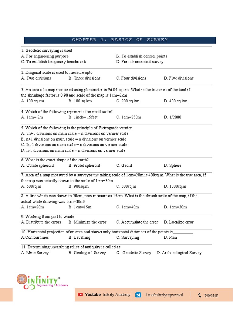 SURVEYING - Chapter 1 (MCQ) | PDF SURVEYING - Chapter 1 (MCQ) | PDF