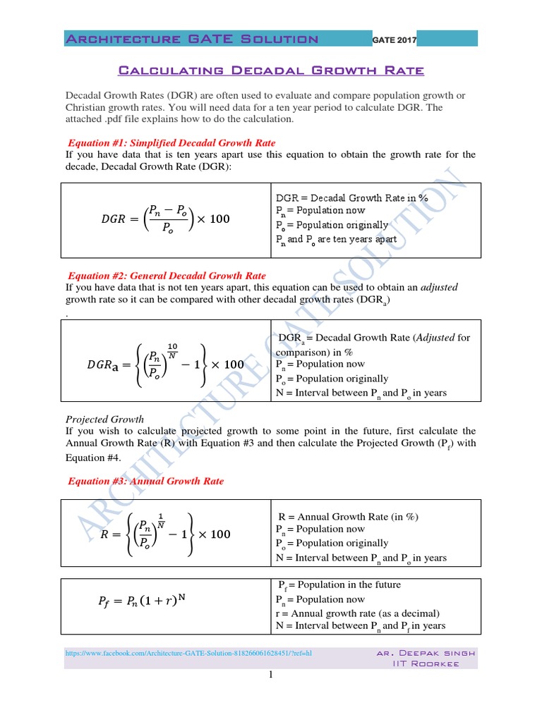 Architecture GATE Solution Calculating Decadal Growth Rate | PDF ...