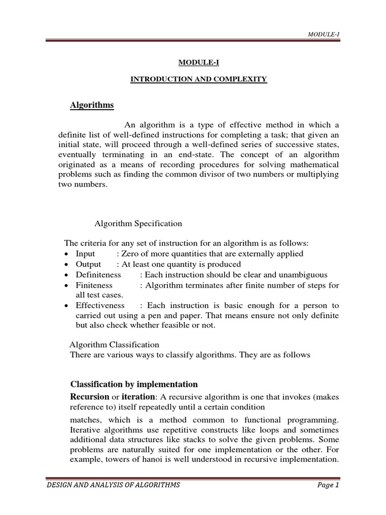 Algorithms An Algorithm Is A Type of Effective Method in Which A | Download Free PDF ...