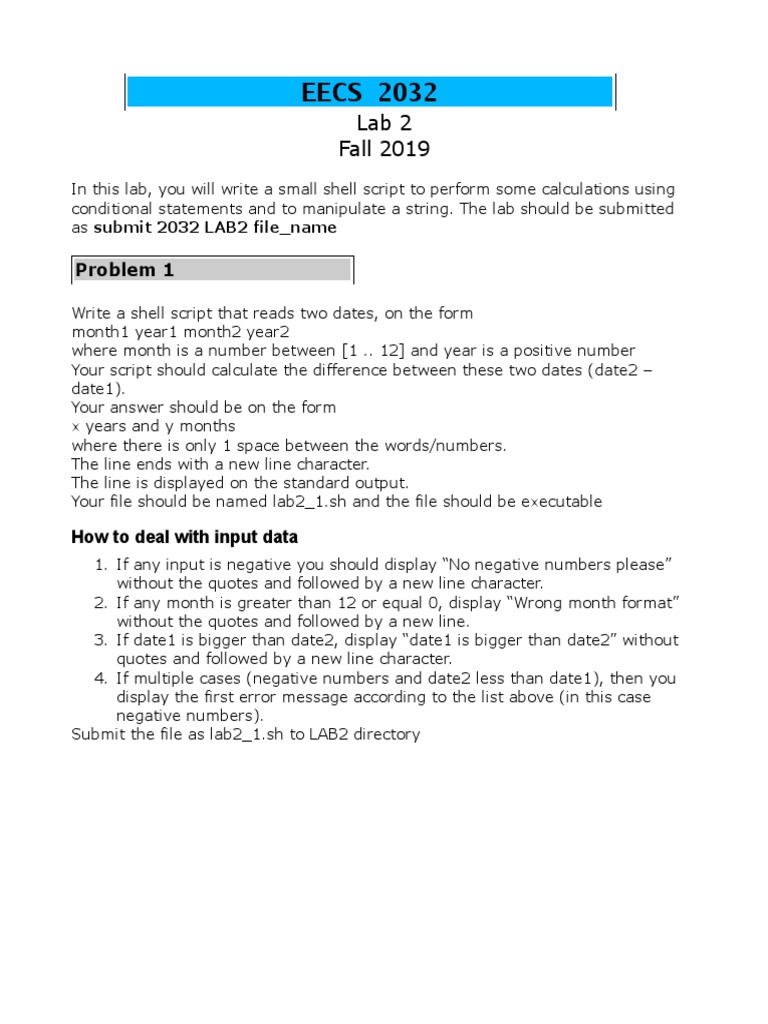 EECS 2032: Lab 2 Fall 2019 | PDF