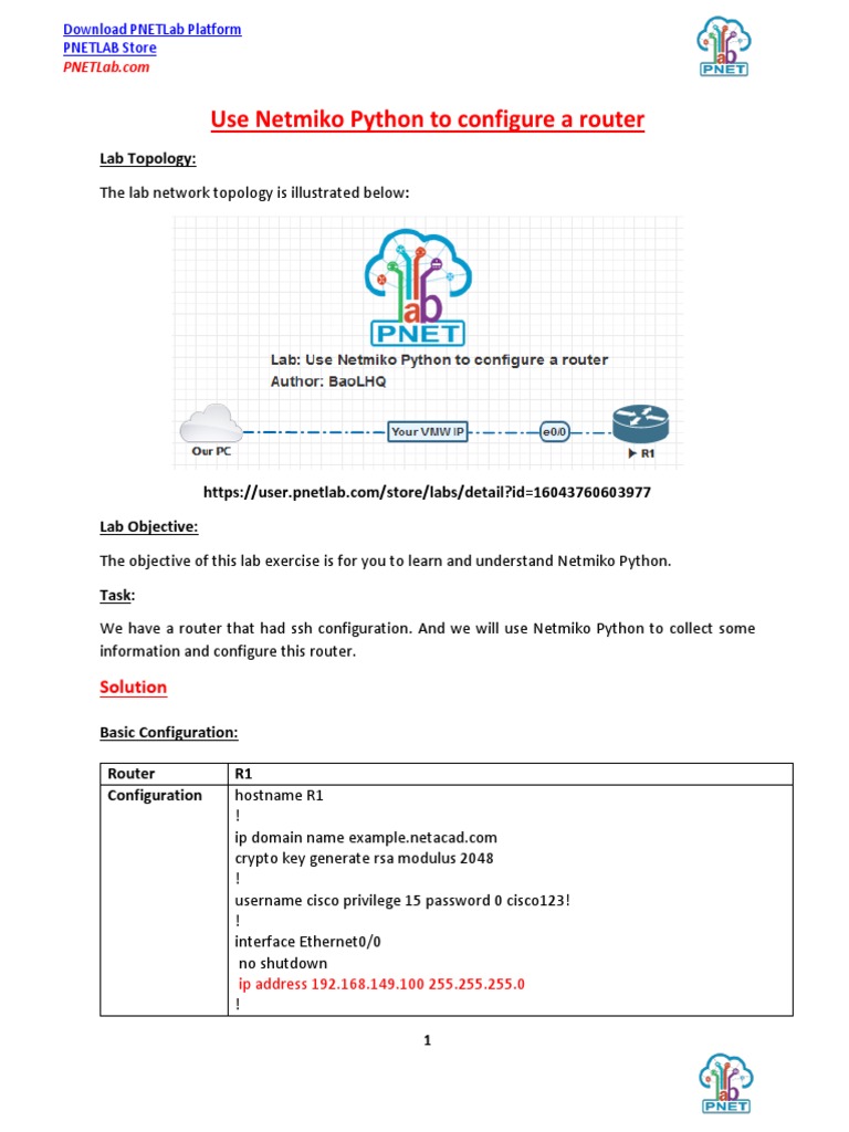 2 User Netmiko Python To Configure A Router Pdf Ip Address Information Technology