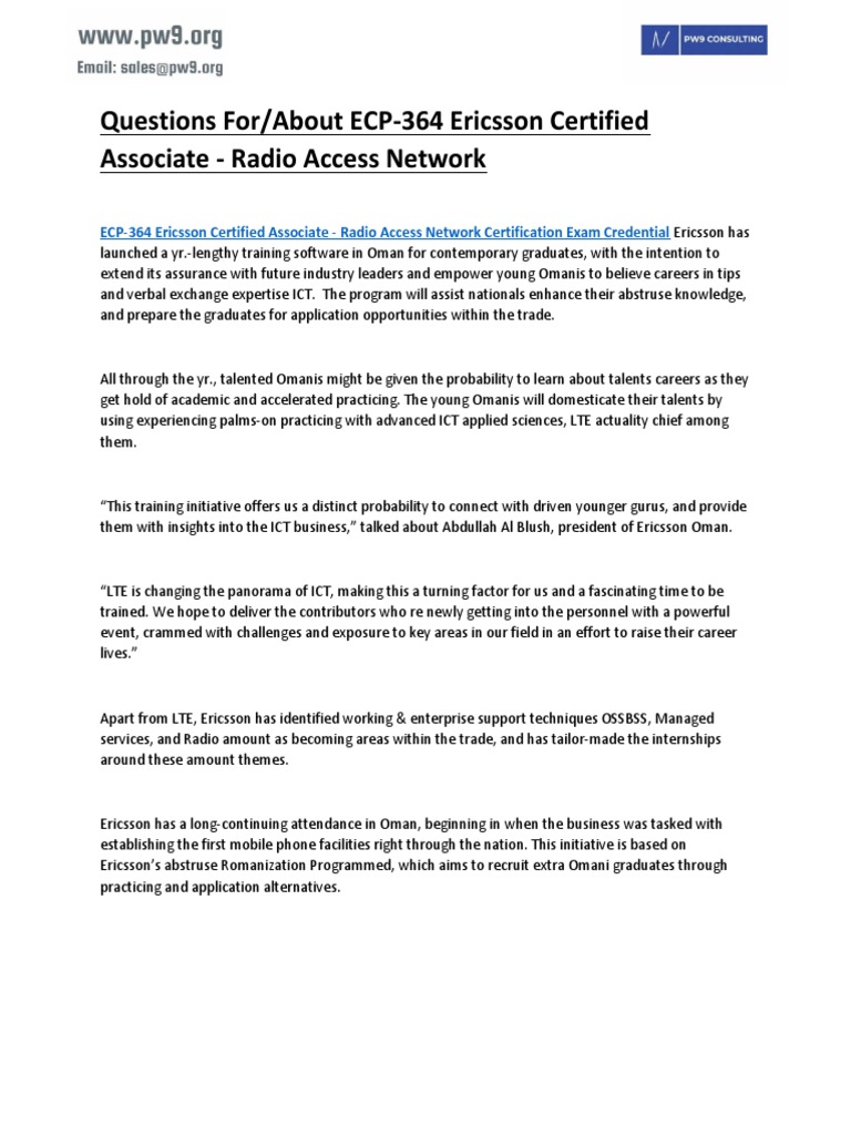 The Ultimate Guide For ECP-364 Ericsson Certified Associate - Radio ...