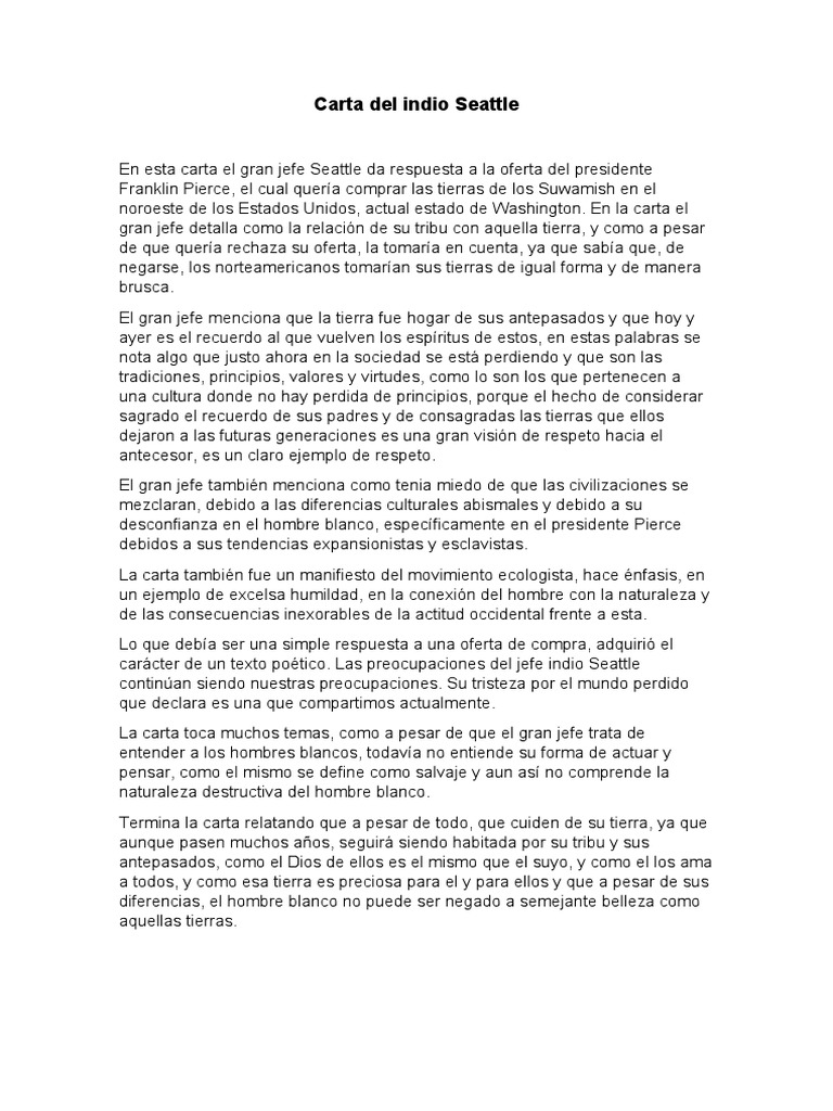 Carta Del Gran Jefe Seattle | PDF | Naturaleza