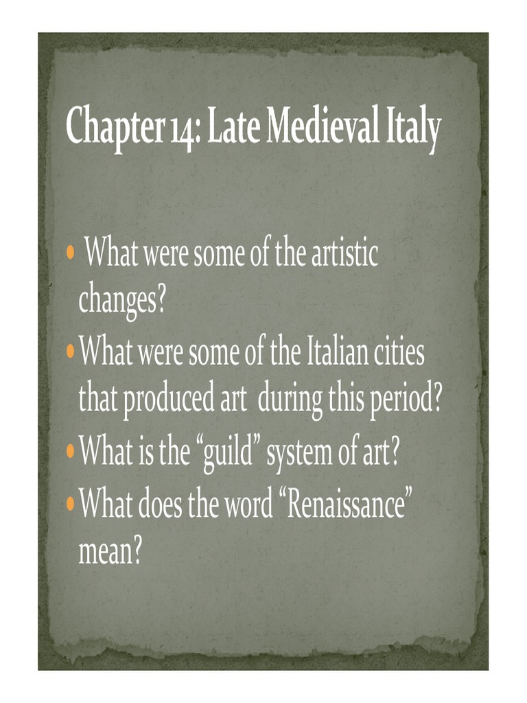 Chapter 14 Late Medieval Italy | PDF | Renaissance Art | Renaissance