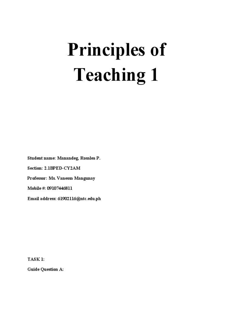 Principles of Teaching 1 | Download Free PDF | Learning | Classroom ...