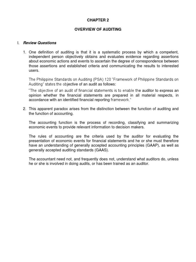 Auditing Theory Cabrera 2010 Chap 2 | PDF | Audit | Financial Statement