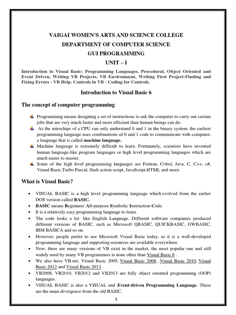 VB6 Programming Guide | PDF | Basic | Window (Computing)