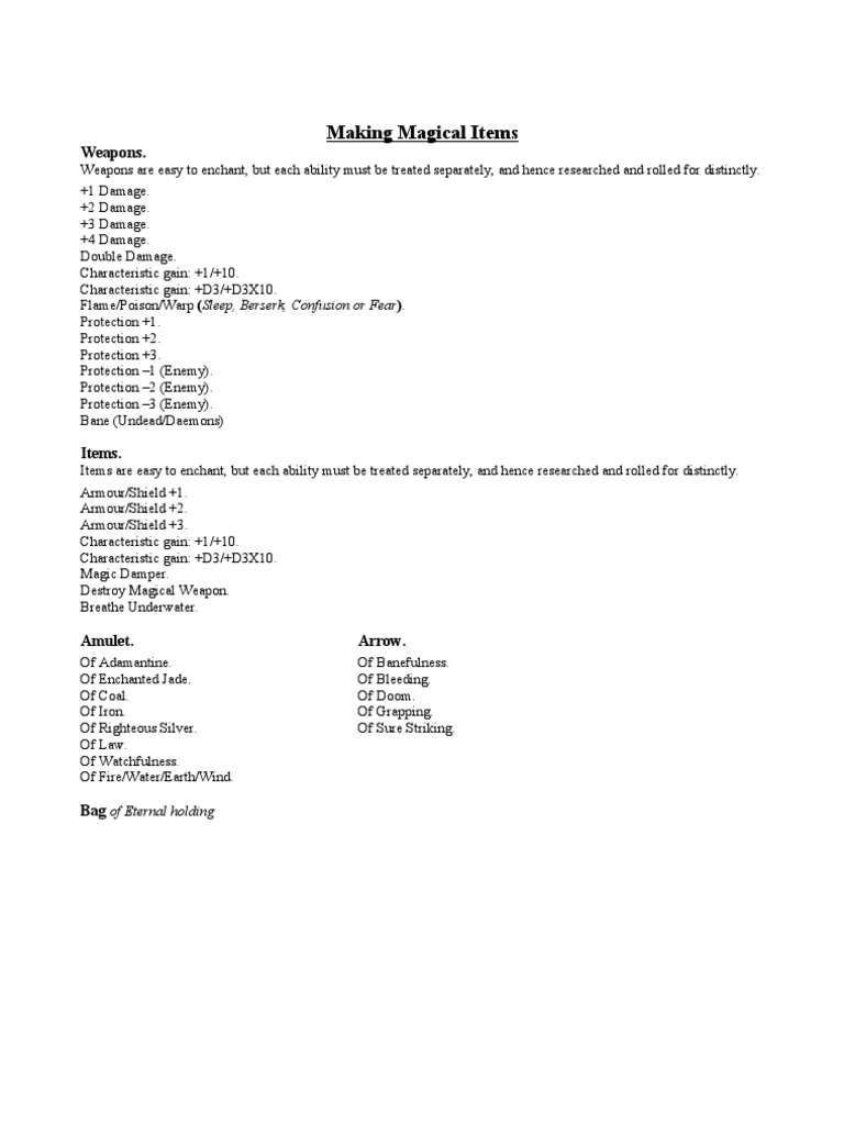 Enchanting Magical Weapons and Items | PDF