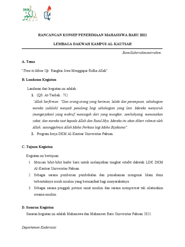 Rancangan Konsep PMB 2021 | PDF