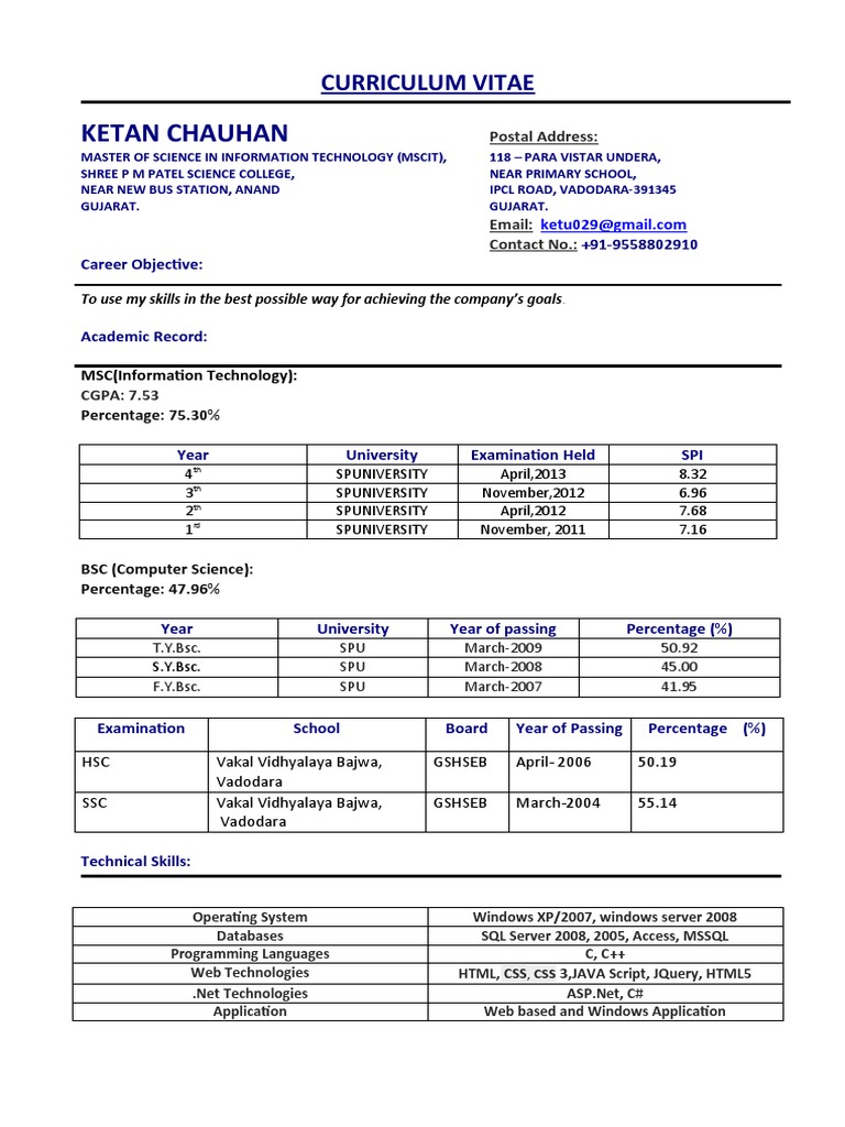 Ketan Chauhan: Curriculum Vitae | PDF | Web Application | Software ...