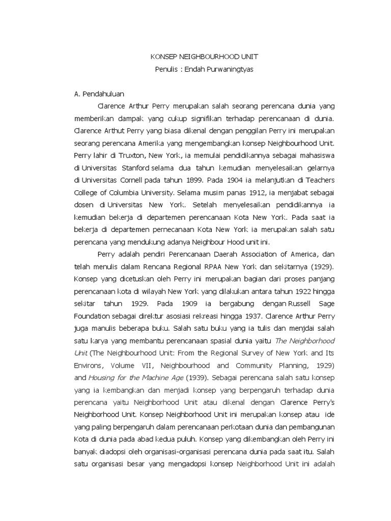 Konsep Neighborhood Unit Perry | PDF