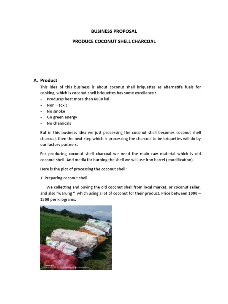 Business Proposal Produce Coconut Shell Charcoal | PDF | Charcoal ...