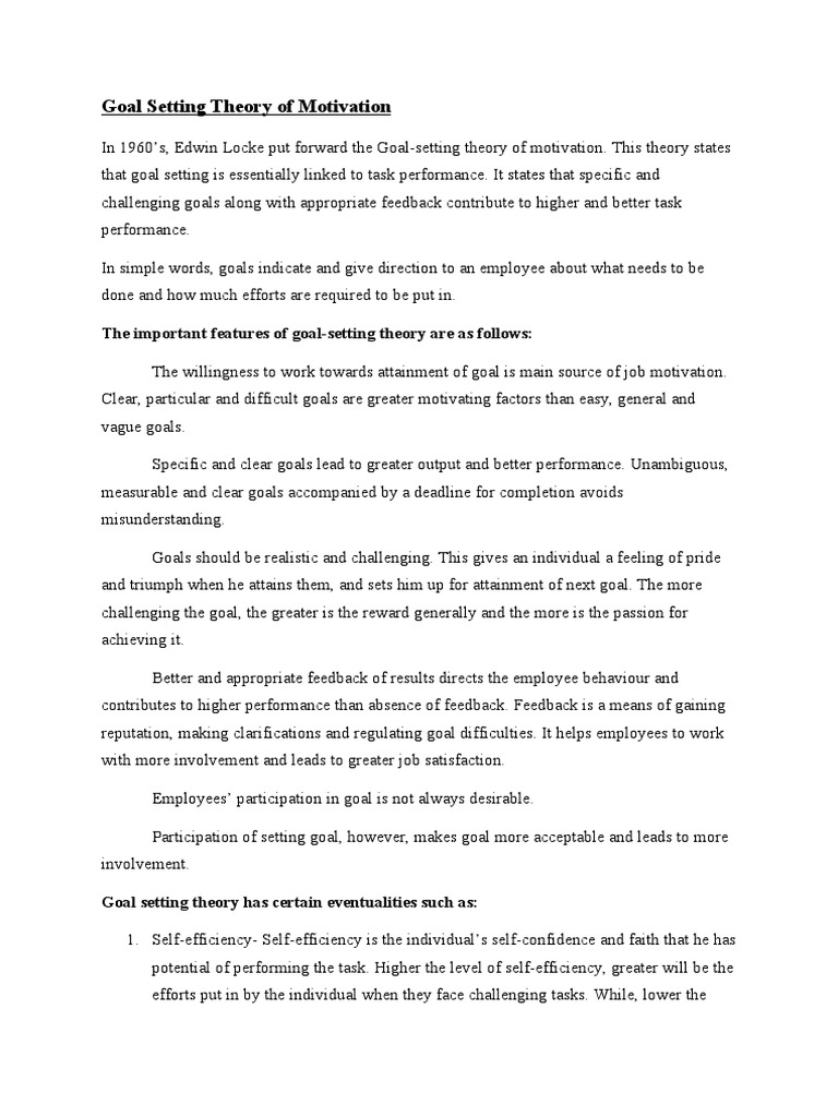 An Overview of Edwin Locke's Goal Setting Theory of Motivation: Key ...