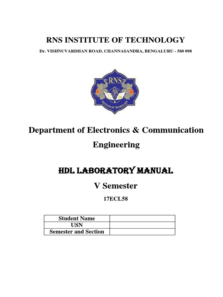 Verilog Hdl Lab Odd 2019 20 Lab Manual Pdf Hardware Description Language Engineering