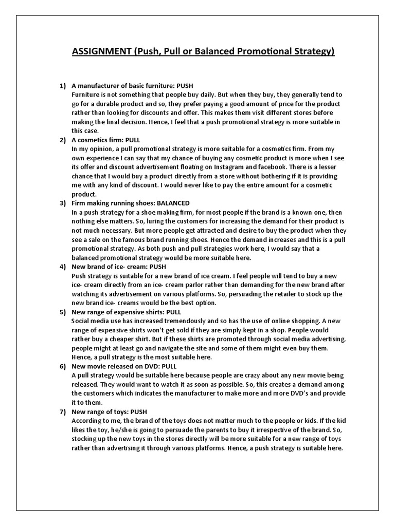 Push Pull Market Assignment | PDF | Brand | Retail