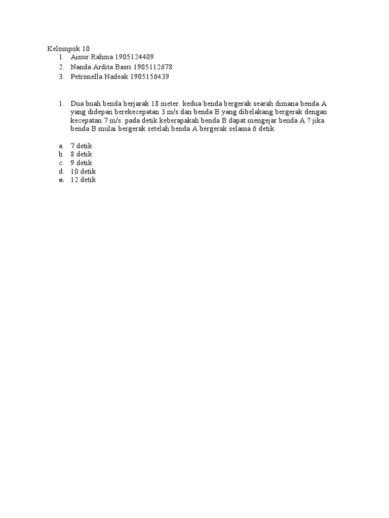 Soal Inovasi Kelompok 10 | PDF | Sains & Matematika