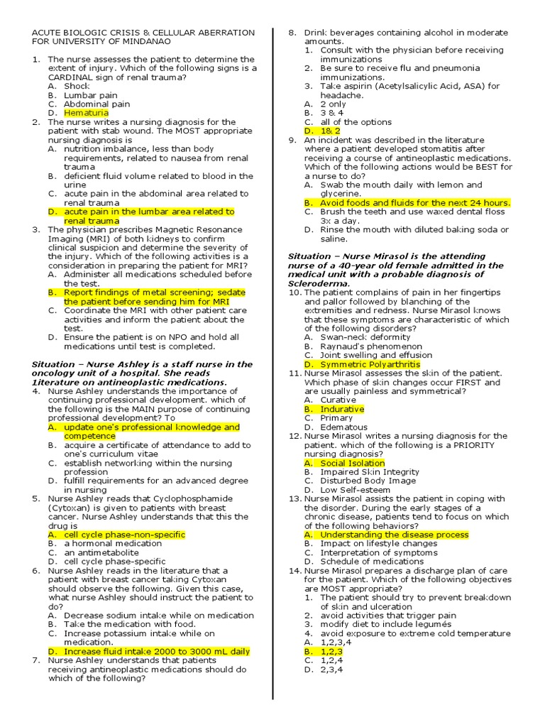 Cellular Aberration Acute Biologic Crisis 100 Items - Edited | PDF ...