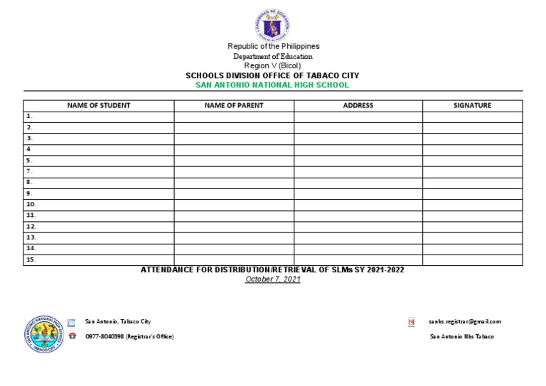 Parent's Orientation Attendance | PDF