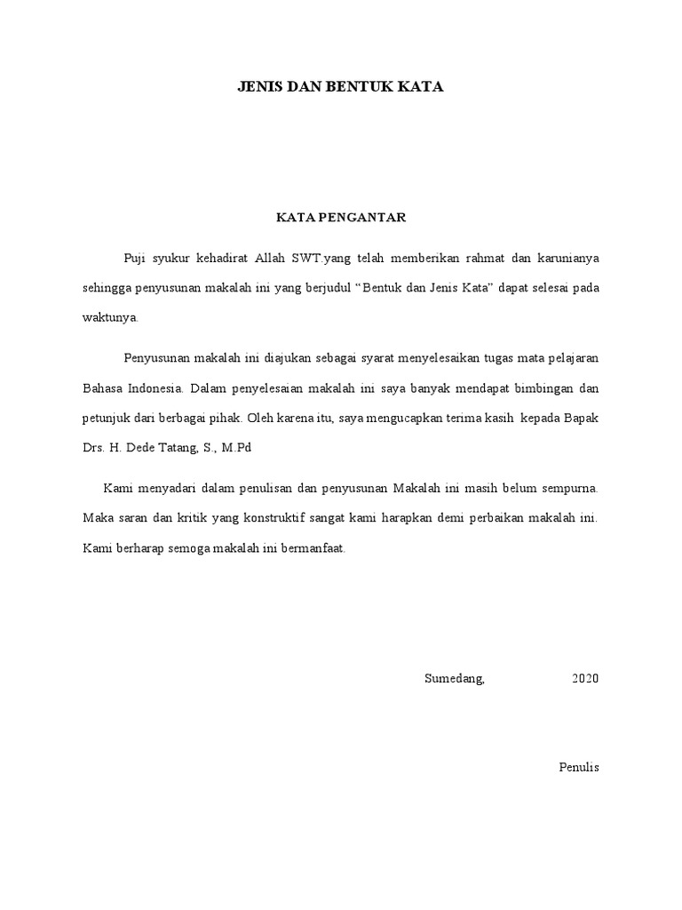 Jenis & Bentuk Kata | PDF
